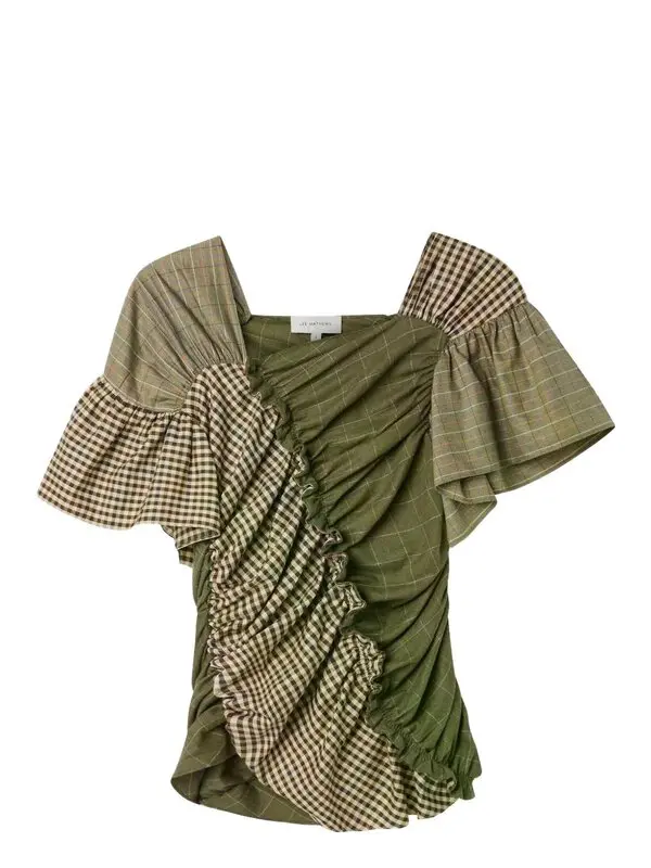 LEE MATHEWS Betty Ruffled Blouse - Green