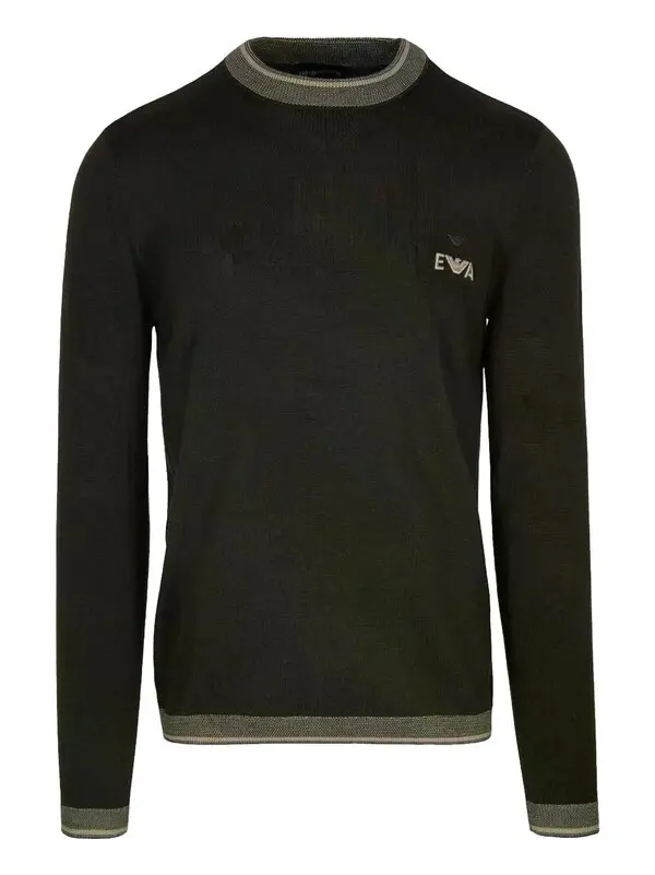 Emporio Armani Logo-embroidered Ribbed-knit Jumper - Black