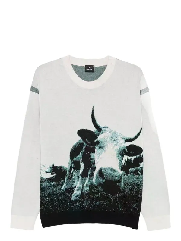 Paul Smith Cow Jacquard Panelled Sweater - Grey