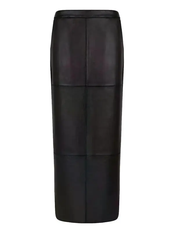 P.a.r.o.s.h Leather Panelled Straight Skirt - Brown