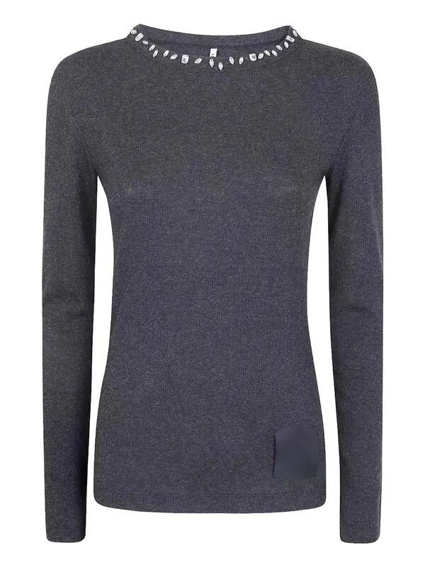 Liviana Conti Embellished-neckline Sweater - Grey