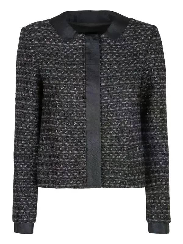 Emporio Armani Cuffed Tweed Jacket - Black
