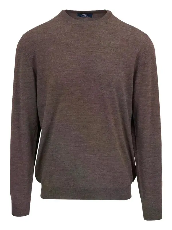 Fedeli Crew-neck Wool Sweater - Brown