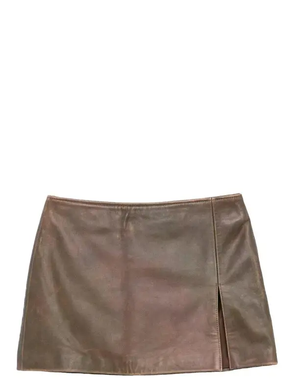 MANOKHI Deline Leather Mini Skirt - Brown