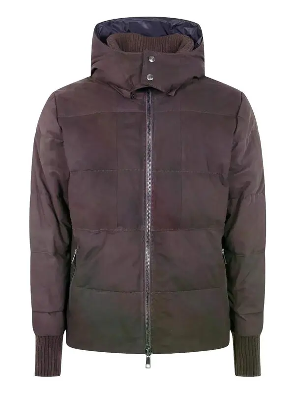 GIORGIO BRATO Quilted Hooded Jacket - Brown