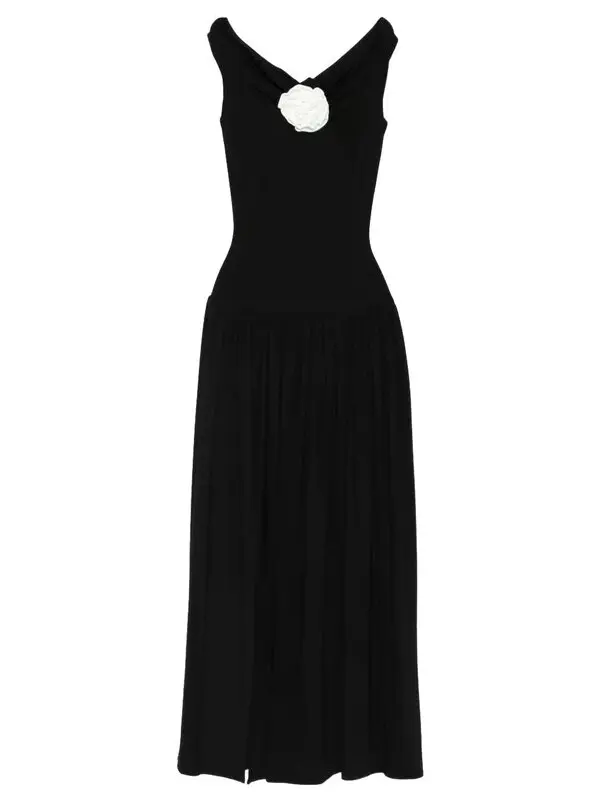 ROSERRY Rose-embellished Maxi Dress - Black