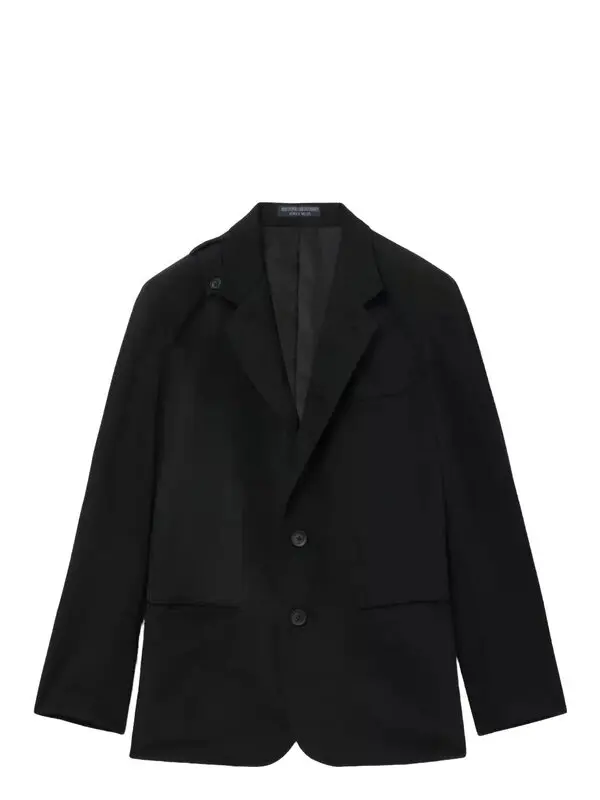 Yohji Yamamoto Notched Shoulder-detail Wool Blazer - Black