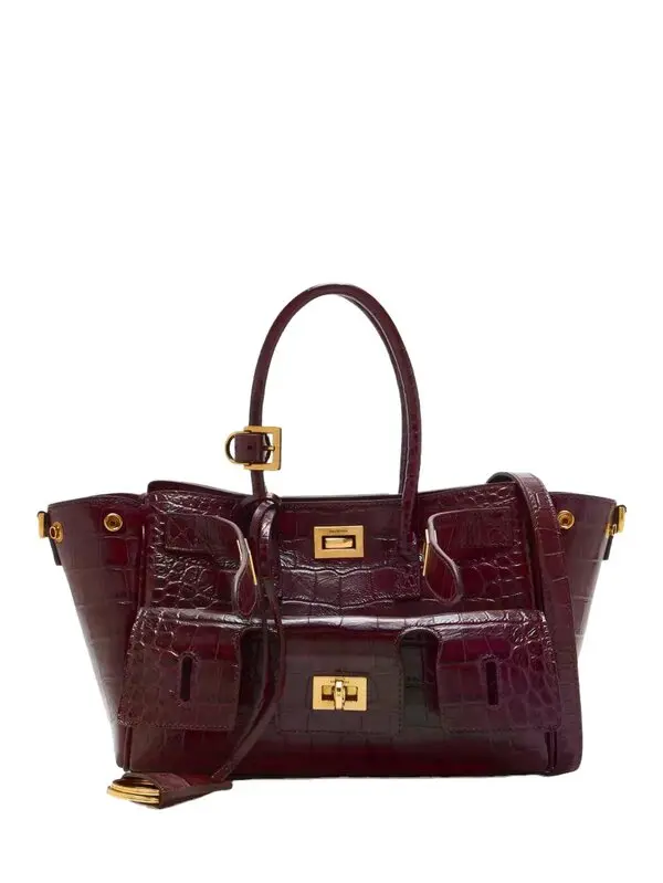Balenciaga Mini Bel Air Embossed Handbag - Red