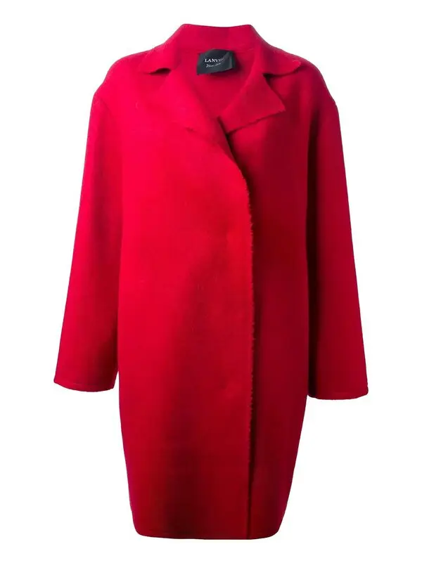 LANVIN Single-breasted Mohair And Wool Coat - Red