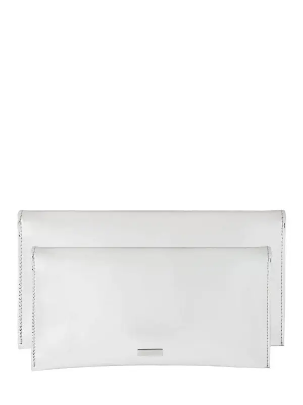 AQUAZZURA Metallic Leather Clutch - Grey