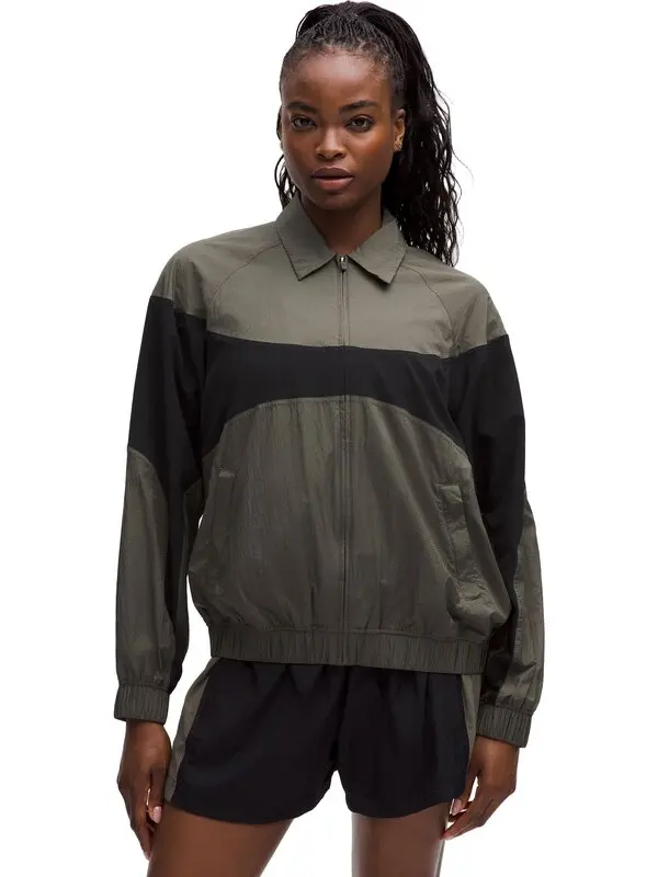 Lululemon Nylon Collared Track Jacket - Army Green/black