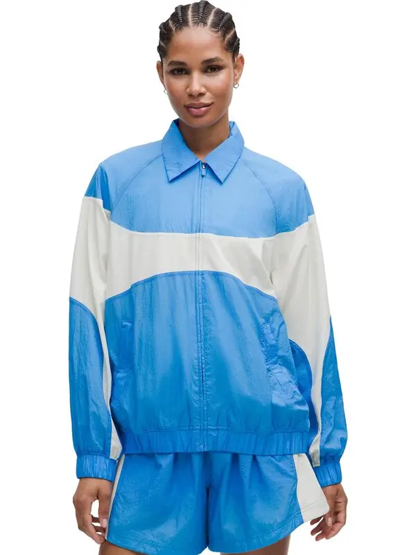 Lululemon Nylon Collared Track Jacket - Pool Party/bone