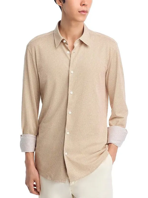 BOSS Roan Slim Fit Stretch Button-front Shirt - Medium Beige
