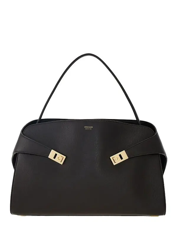 FERRAGAMO Hug Leather Shoulder Bag - Testa Di Moro