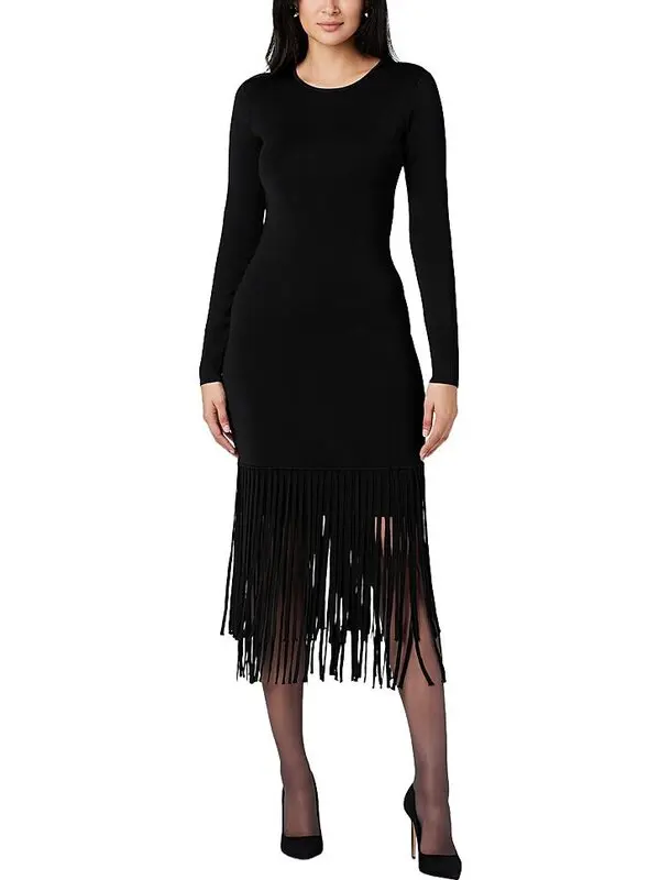 TOCCIN Darby Fringe Midi Dress - Jet