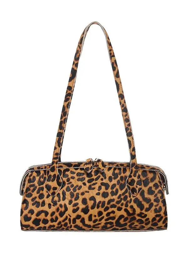Aqua East West Leather Shoulder Bag - Leopard