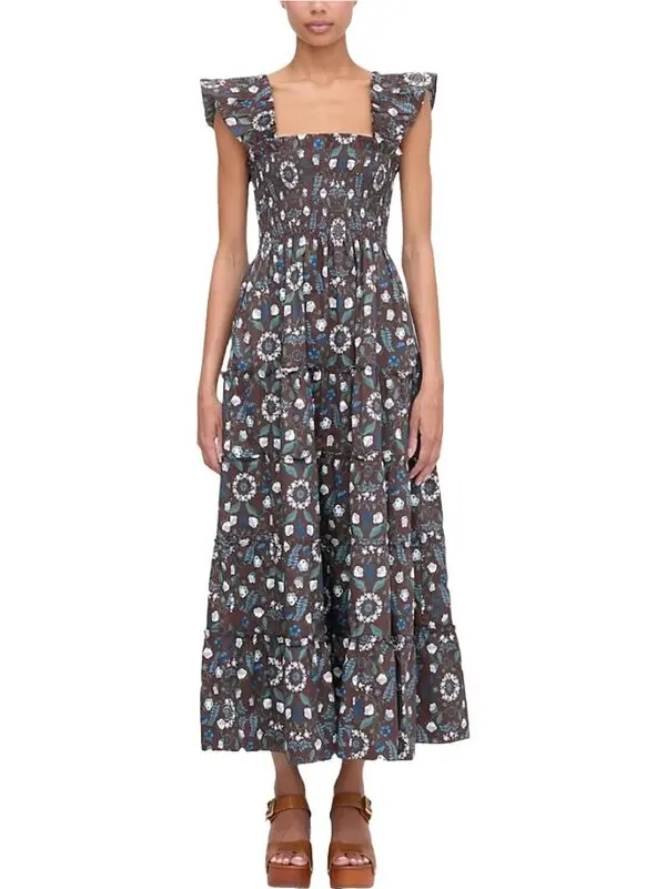 Hill House Home The Ellie Maxi Nap Dress - Chocolate Swedish Floral