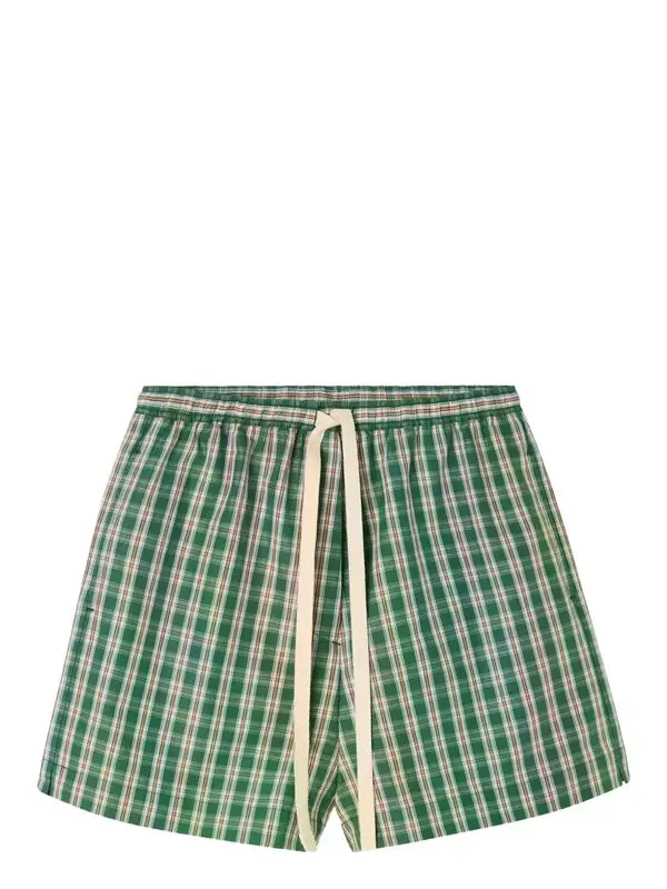 LEE MATHEWS Gordon Checked Shorts - Green