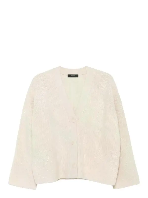 JOSEPH Ribbed Button Cardigan - Neutrals