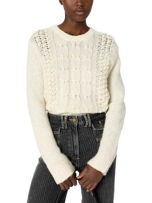 Gerard Darel Esperanza Textured Knit Sweater - Ecru