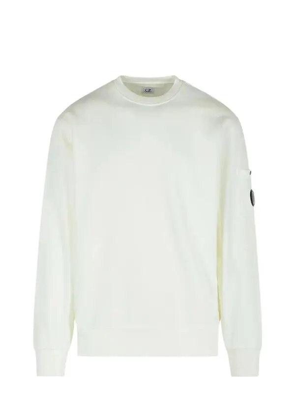 C.P. COMPANY Crew Neck Sweatshirt With Pocket Detail - White