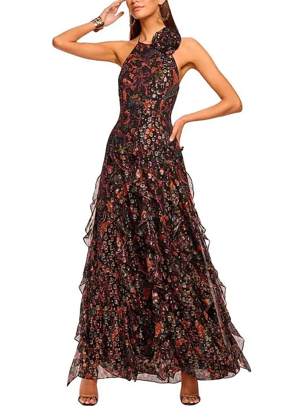 Ramy Brook Printed Idella Gown - Black Multi