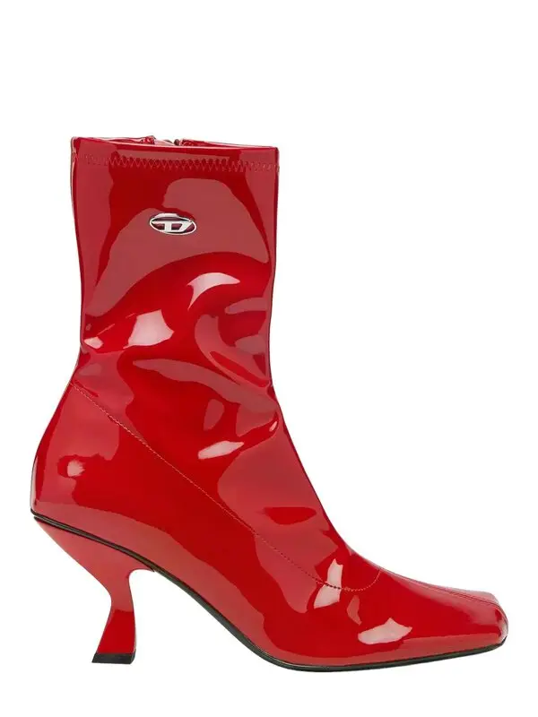 Diesel 75mm Logo-plaque Ankle Boots - Red