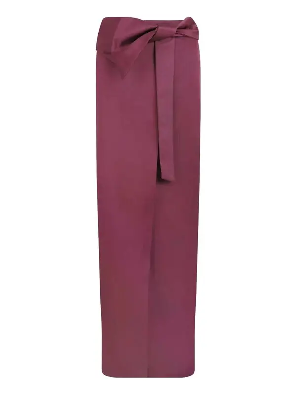 GENNY Bow-detail Long Skirt - Red