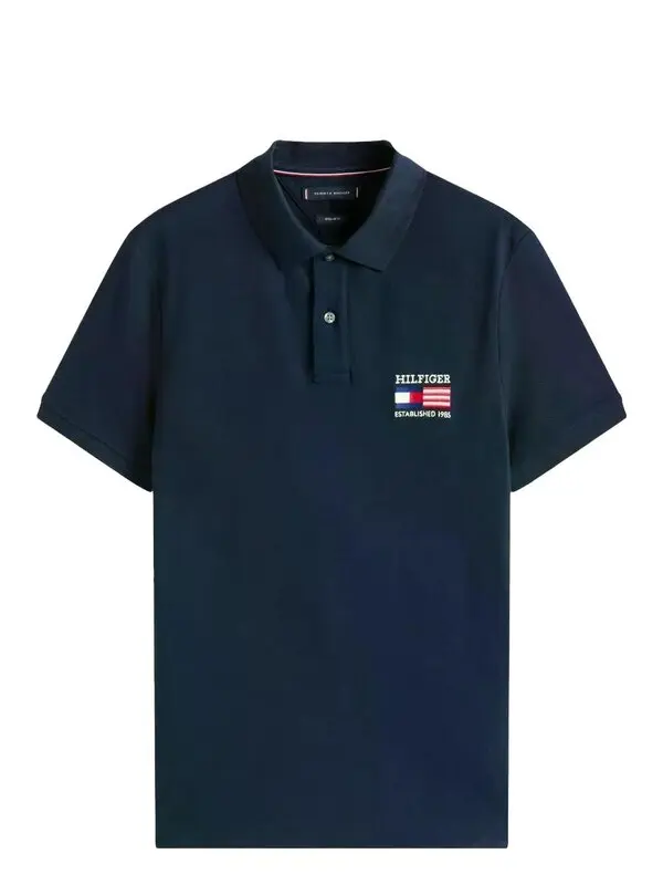 Tommy Hilfiger Logo-flag Cotton-blend Polo Shirt - Blue