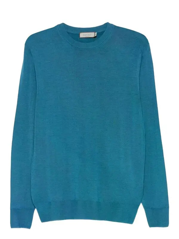 Canali Crew-neck Wool Sweater - Blue