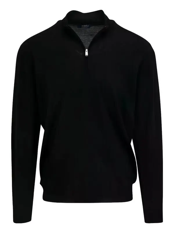 Fedeli Half-zip Wool Sweater - Black
