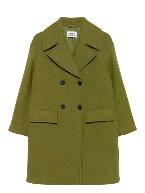 Alpha Studio Double-breasted Coat - Green