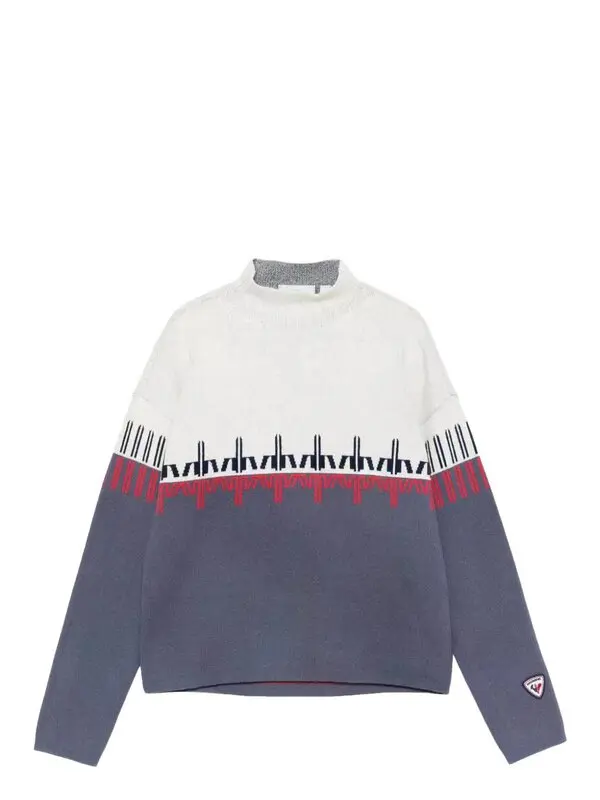 Rossignol Patterned Mock-neck Sweater - Blue