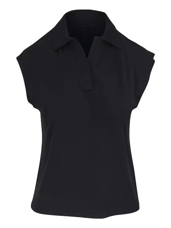 Vince Cap-sleeve Polo Top - Black