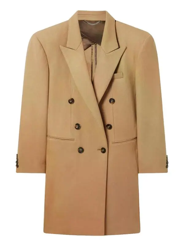 Stella McCartney Padded-shoulder Double-breasted Coat - Brown