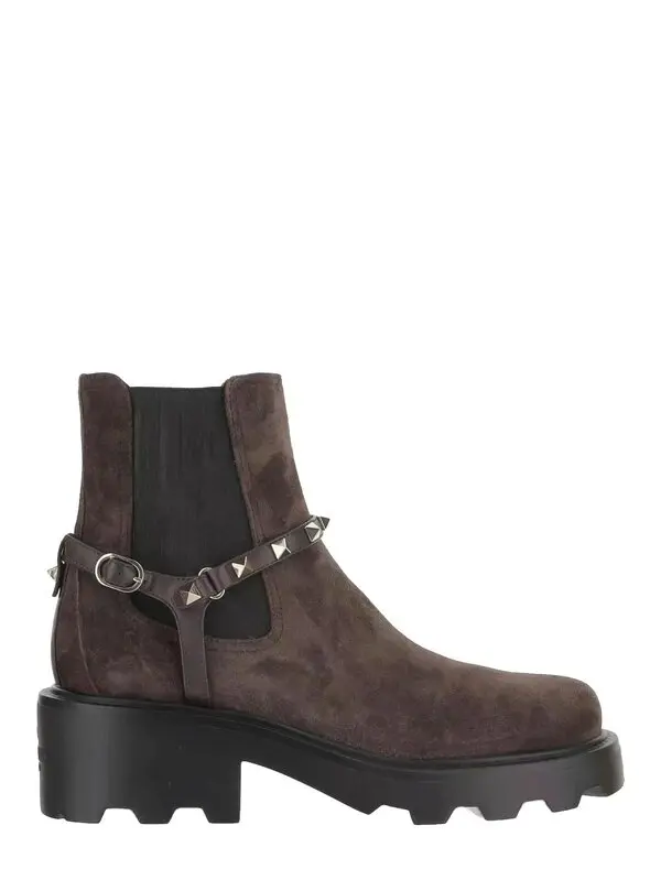 Valentino Garavani Studded Ankle Chelsea Boots - Brown
