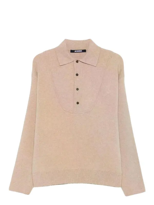 Jacquemus Buttoned Polo-neck Sweater - Neutrals