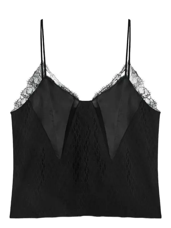 Versace Lace-trimmed Satin Camisole - Black