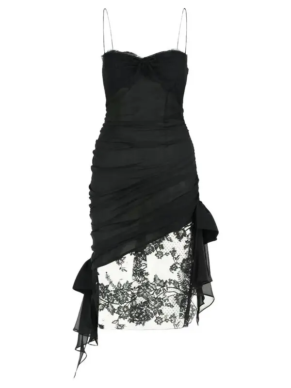 Alessandra Rich Lace-trimmed Bow Mini Dress - Black