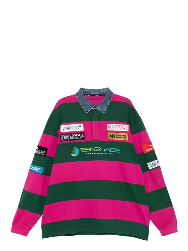 Martine Rose Striped Rugby Polo Shirt - Green