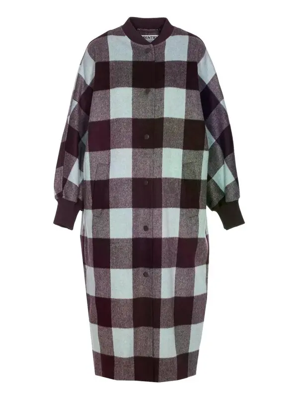 Essentiel Antwerp Check Wool Coat - Brown
