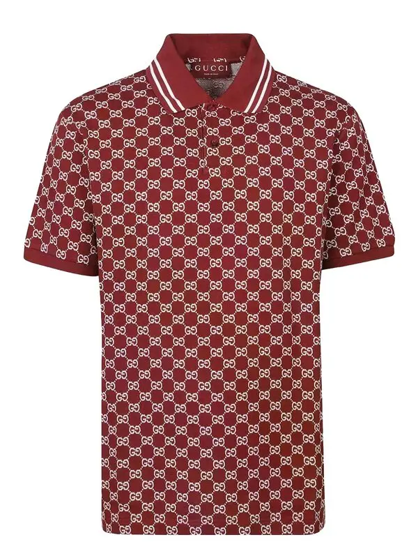 Gucci Gg-pattern Polo Shirt - Red