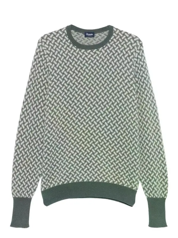 DRUMOHR Geometric-pattern Cashmere Sweater - Green