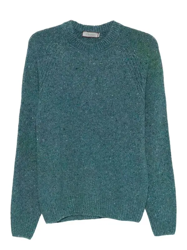 Canali Speckled Crew-neck Sweater - Blue