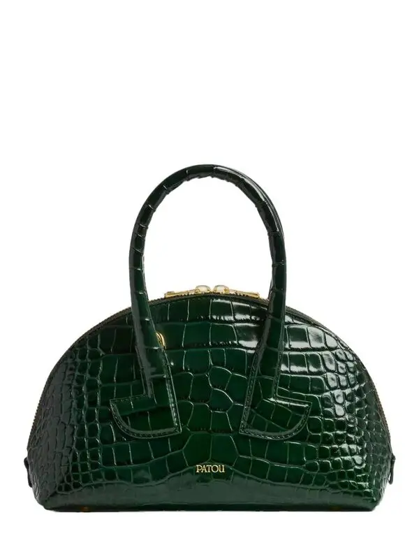 Patou Le Bowling Crocodile-embossed Half-moon Bag - Green