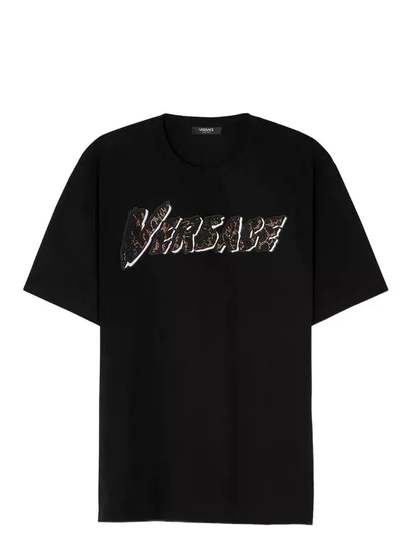 Versace Embellished Logo T-shirt - Black