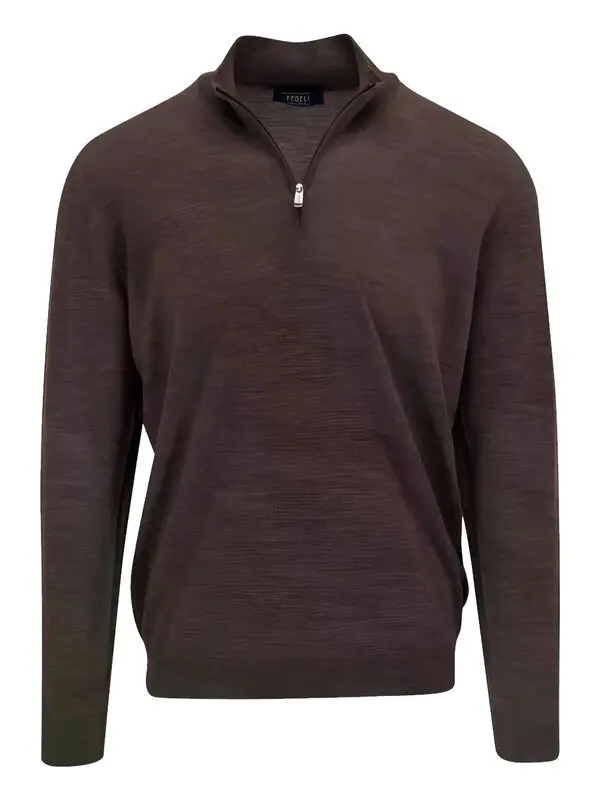 Fedeli Half-zip Wool Sweater - Brown