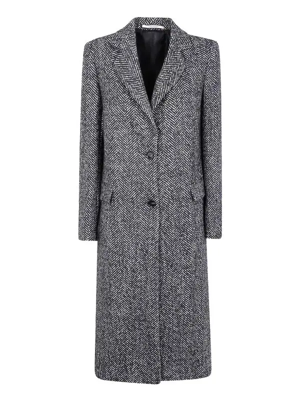 Tagliatore Amanda Herringbone Wool Coat - Grey