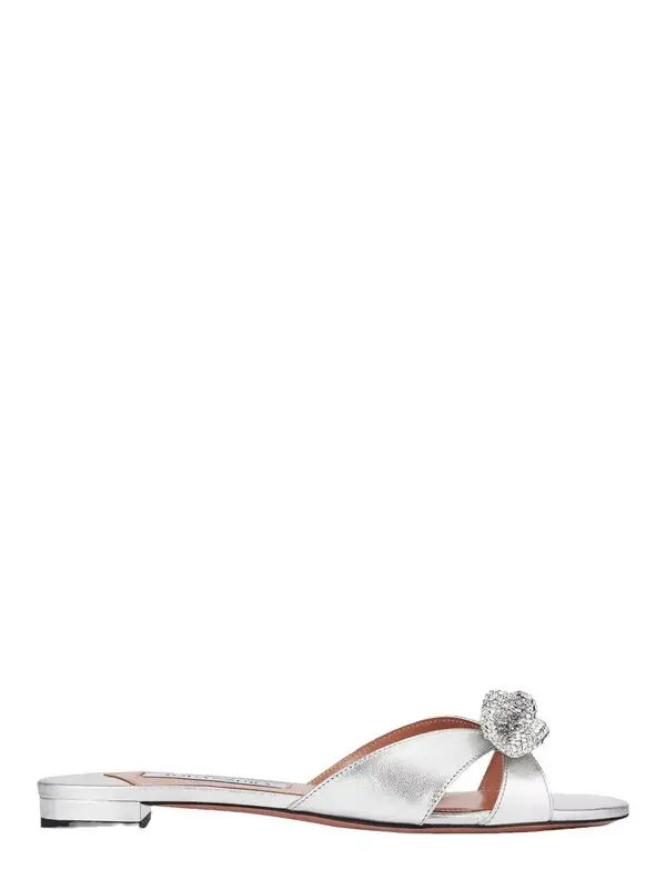 AQUAZZURA Very Bow Tie Crystal Sandals - Grey