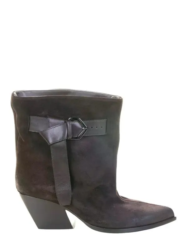Elena Iachi 60mm Buckle-detail Suede Cowboy Boots - Brown